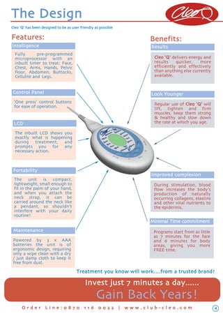 Cleo Q Brochure | PDF | Physical Therapy | Wellness