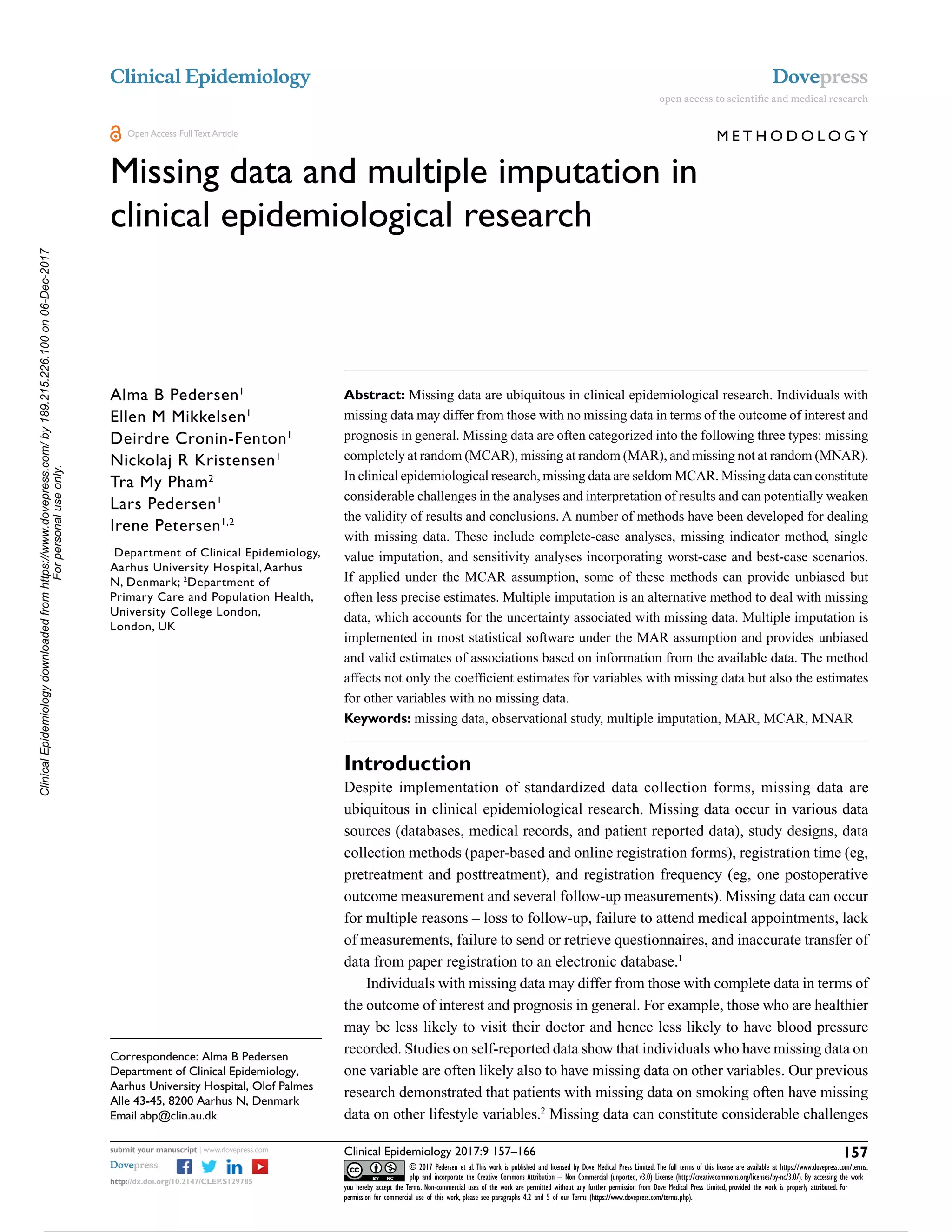 missing-data-and-multiple-imputation-in-clinical-epidemiolog | PDF | Medical Health