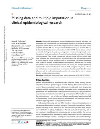 missing-data-and-multiple-imputation-in-clinical-epidemiolog | PDF | Medical Health
