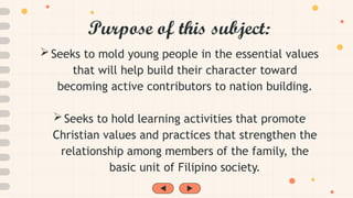 Introduction of subject Christian Living Education | PPTX