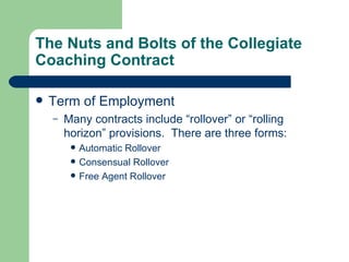 Coaching Contracts | PPT | Sports
