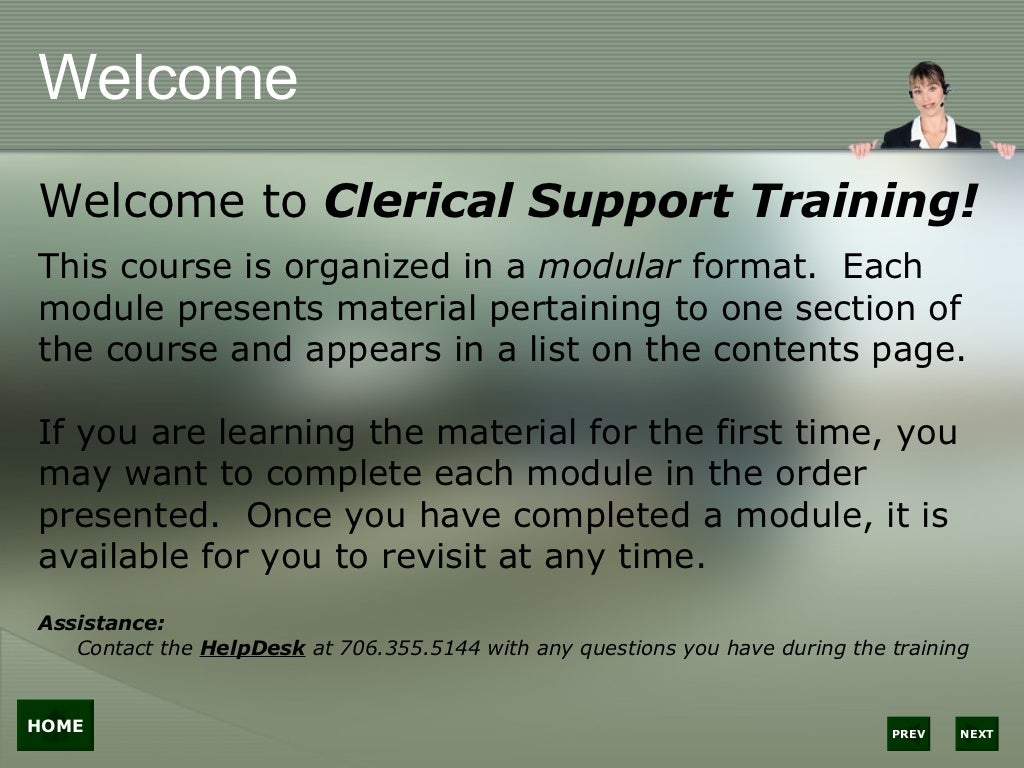 Clerical support training