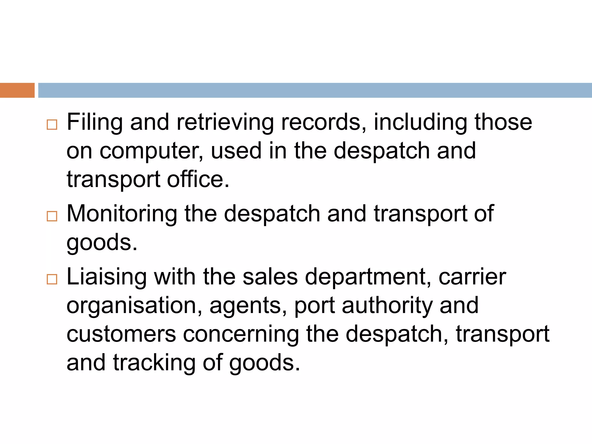 Operations, Despatch and Transport Services | PPTX