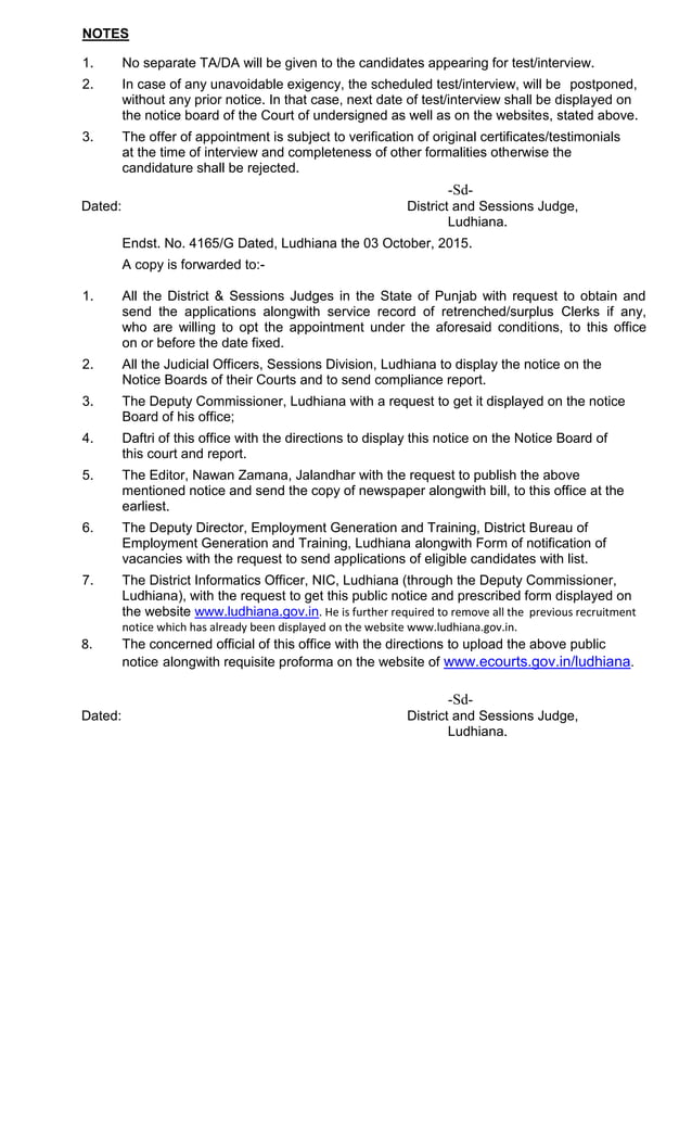 Clerks notification 2015 | PDF