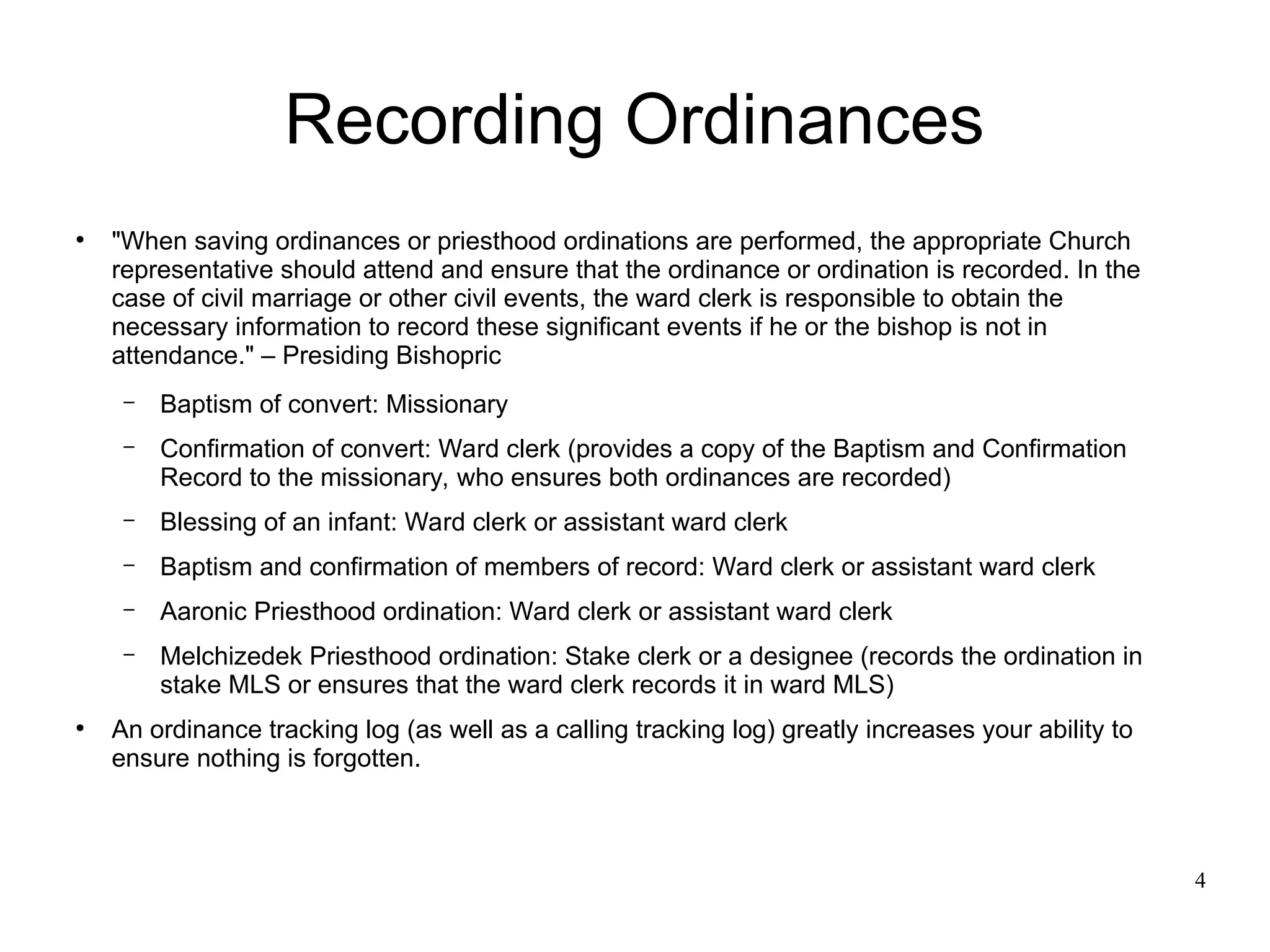 Clerk Training for the Church of Jesus of Latter day saints | PPT