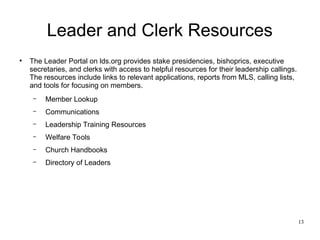 Clerk Training for the Church of Jesus of Latter day saints | PPT