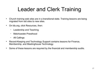 Clerk Training for the Church of Jesus of Latter day saints | PPT