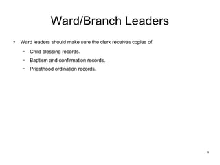Clerk Training for the Church of Jesus of Latter day saints | PPT