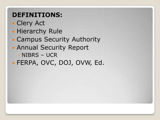 Clery act summary | PPTX