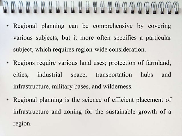 types and contents for regional planning for block,district,state and ...