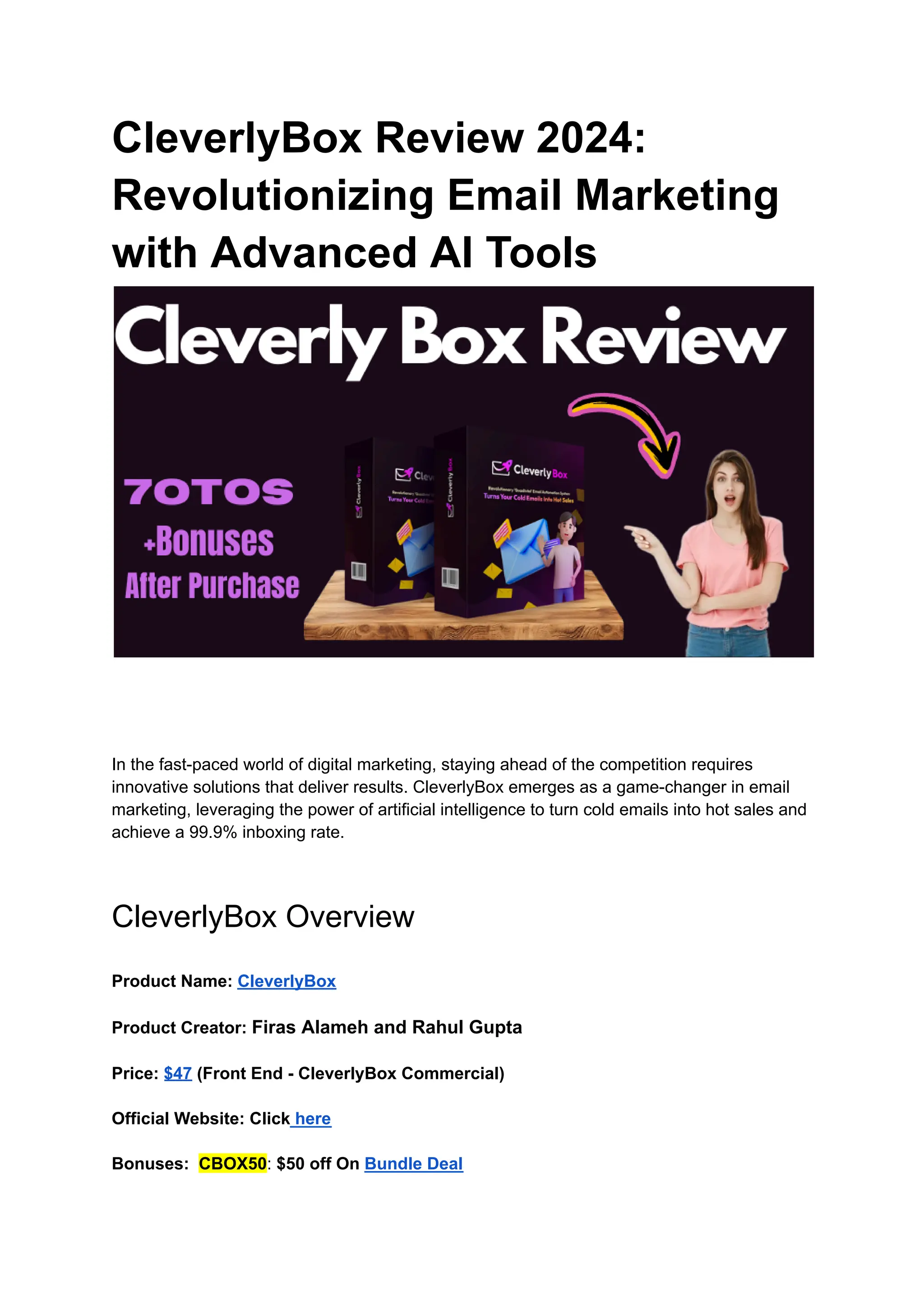 CleverlyBox Review 2024:Revolutionizing Email Marketing with Advanced AI Tools | PDF | Email ...
