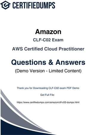 Pass Amazon CLF-C02 Exam with Certifiedumps | PDF