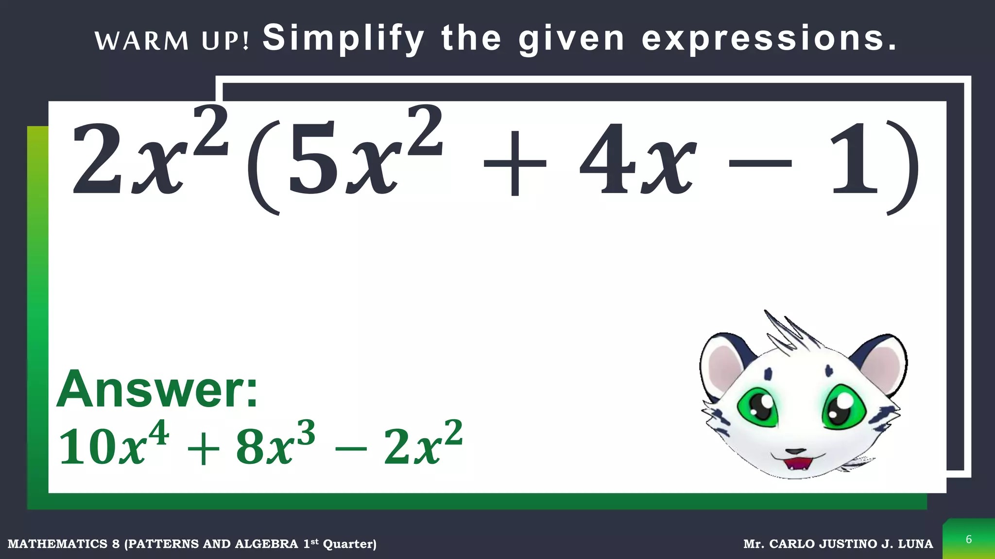 Factoring Techniques: Common Monomial Factor | PPSX