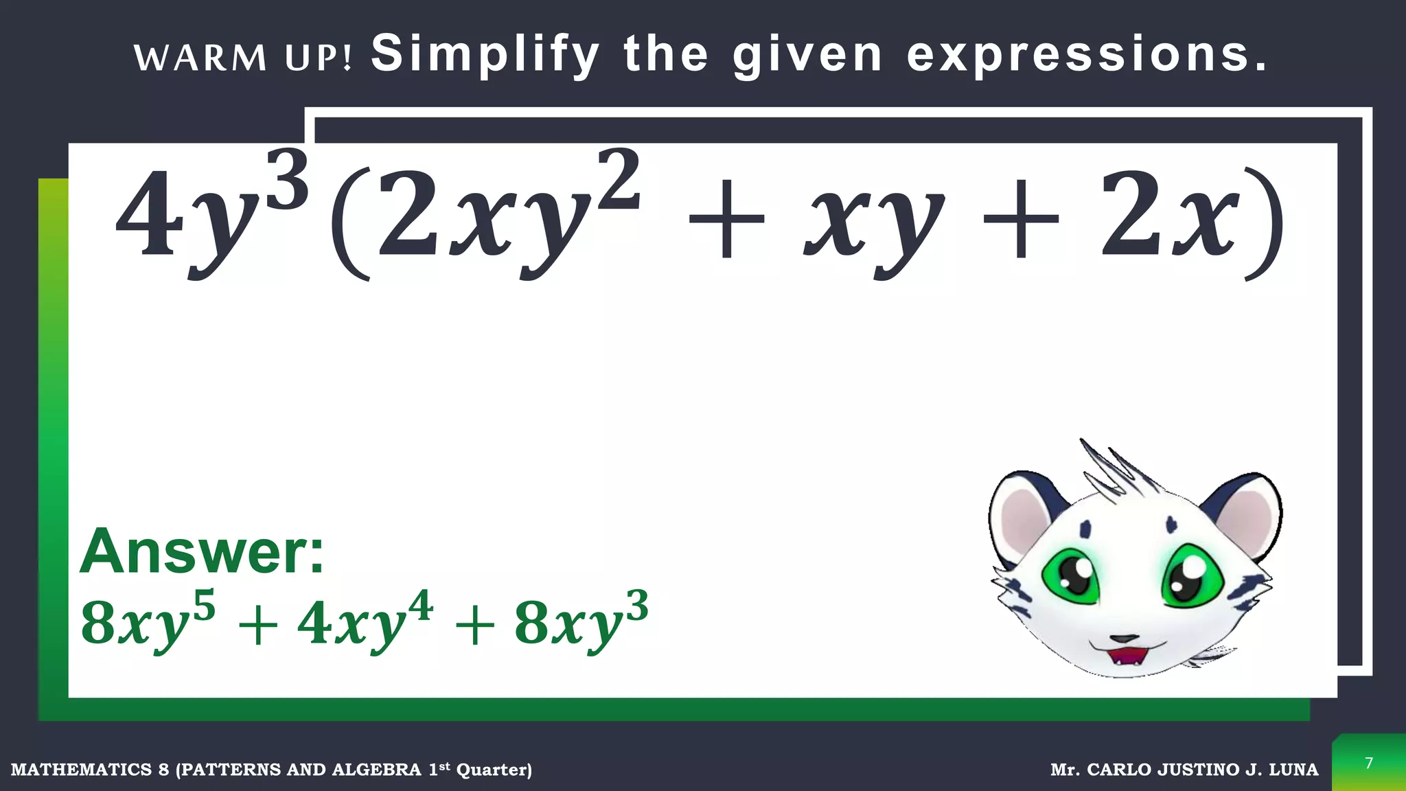 Factoring Techniques: Common Monomial Factor | PPSX