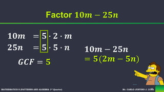 Factoring Techniques: Common Monomial Factor | PPSX