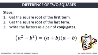 Factoring Techniques: Difference of Two Squares | PPSX