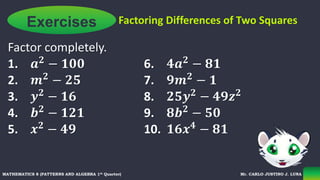 Factoring Techniques: Difference of Two Squares | PPSX