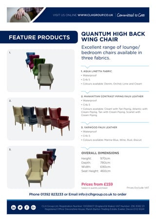CLH Featured Products - High Back Wing Chairs | PDF