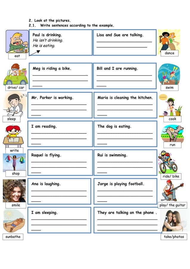 Present Continuous: worksheet | PDF