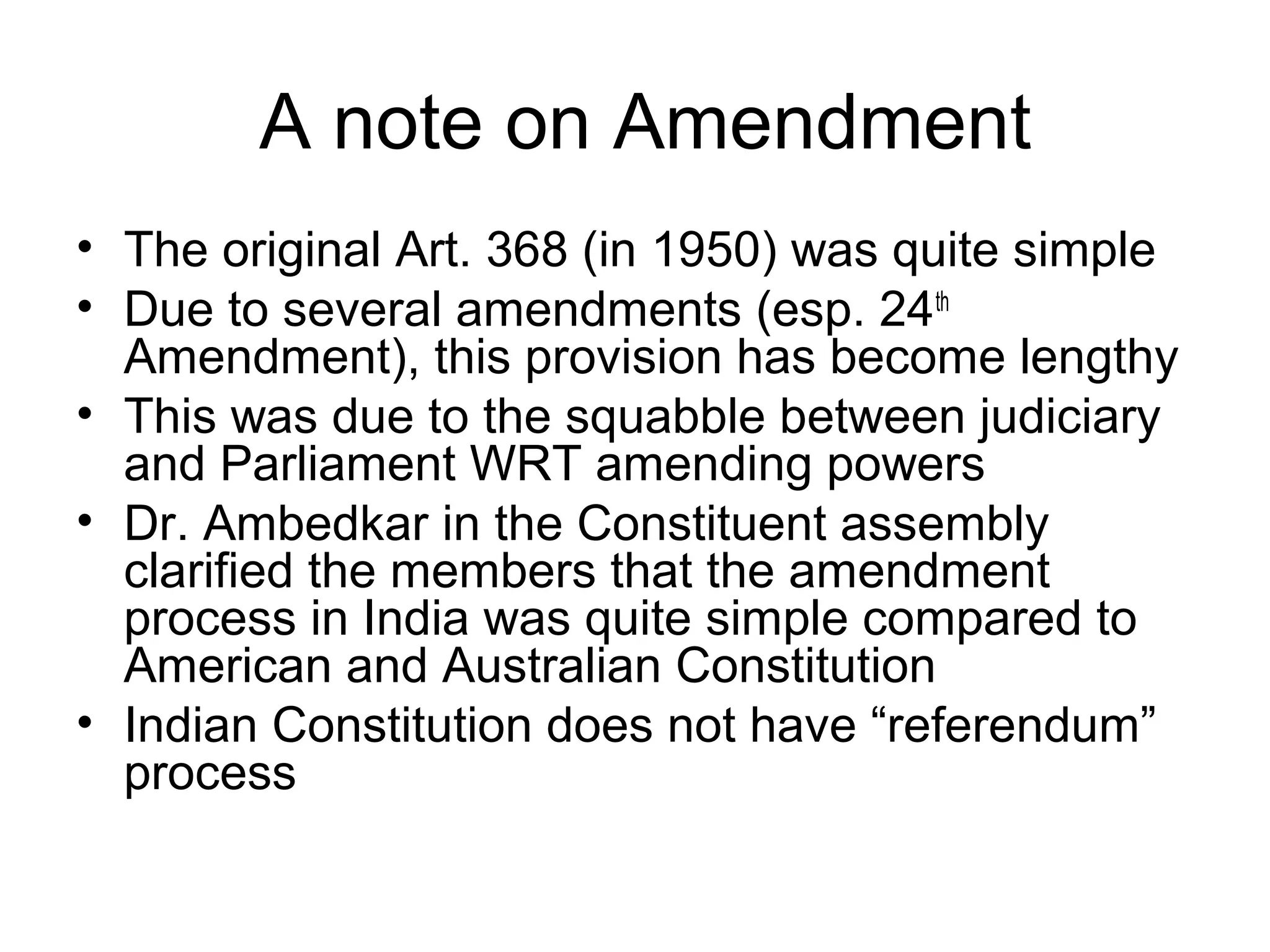 Amendment of Indian Constitution and Basic Structure Doctrine - Art ...