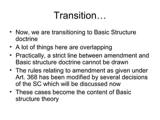 Amendment of Indian Constitution and Basic Structure Doctrine - Art ...
