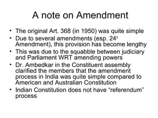 Amendment of Indian Constitution and Basic Structure Doctrine - Art ...