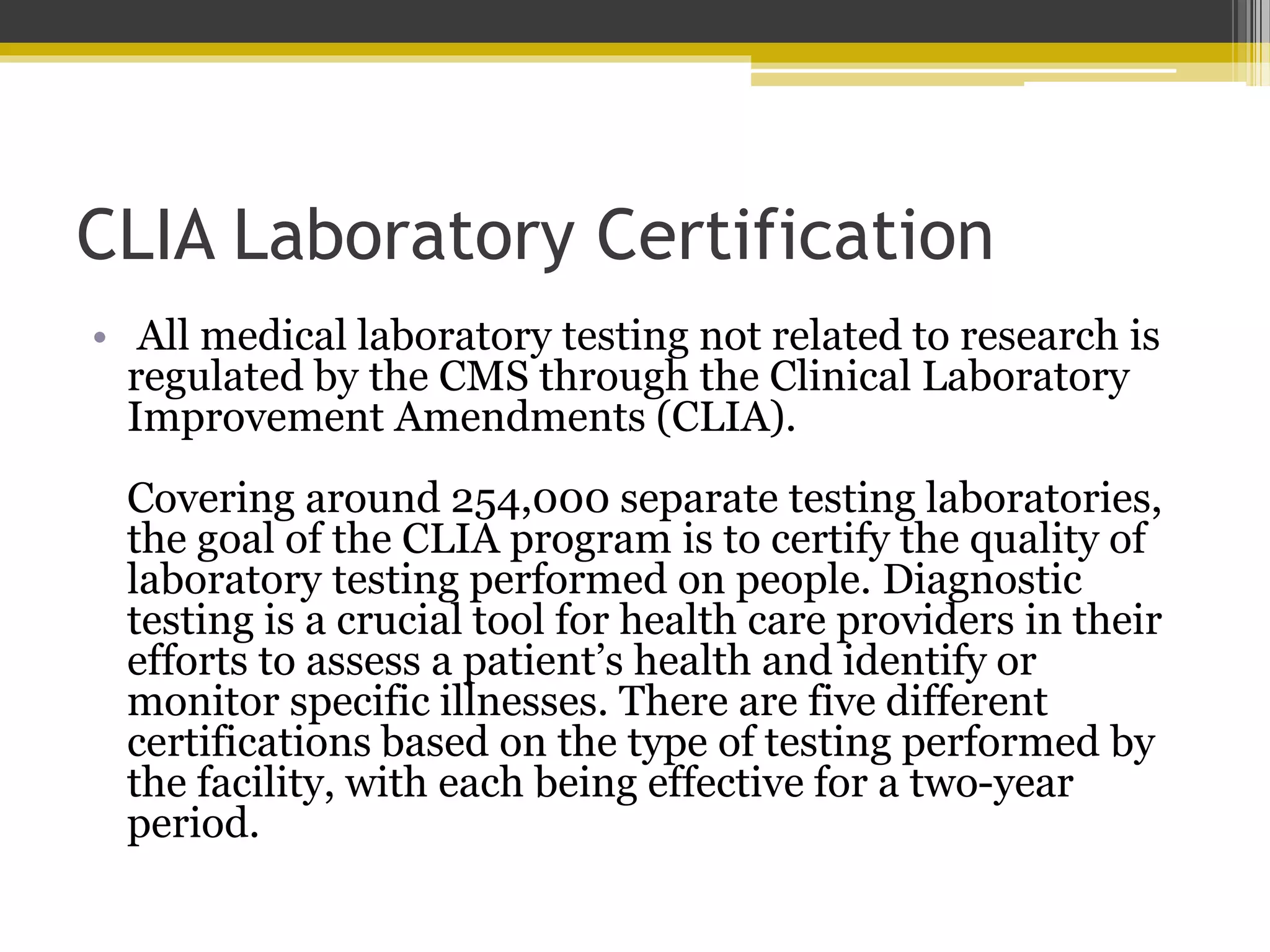 CLIA Laboratory Certification | PPT
