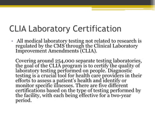 CLIA Laboratory Certification | PPT