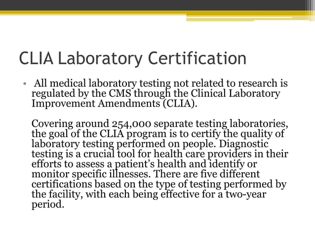 CLIA Laboratory Certification | PPT