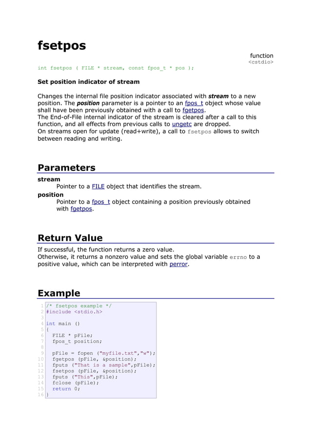 C library for input output operations.cstdio.(stdio.h) | PDF