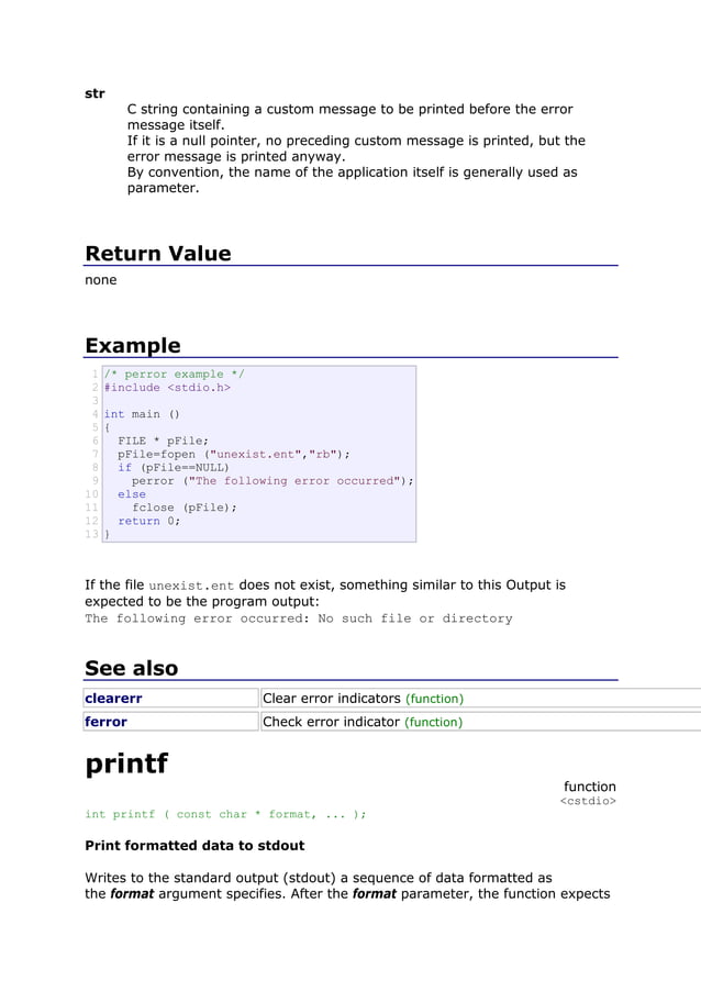 C Library For Input Output Operations Cstdio Stdio H Pdf
