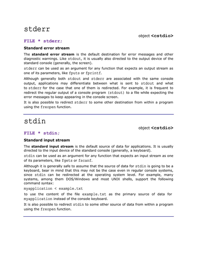 C Library For Input Output Operations Cstdio Stdio H Pdf