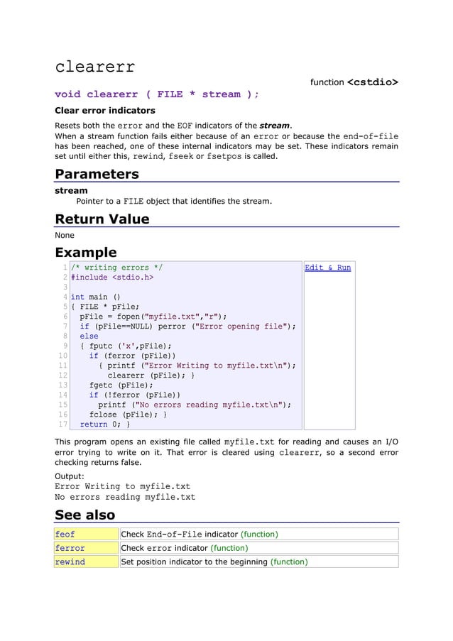 C Library For Input Output Operations Cstdio Stdio H Pdf