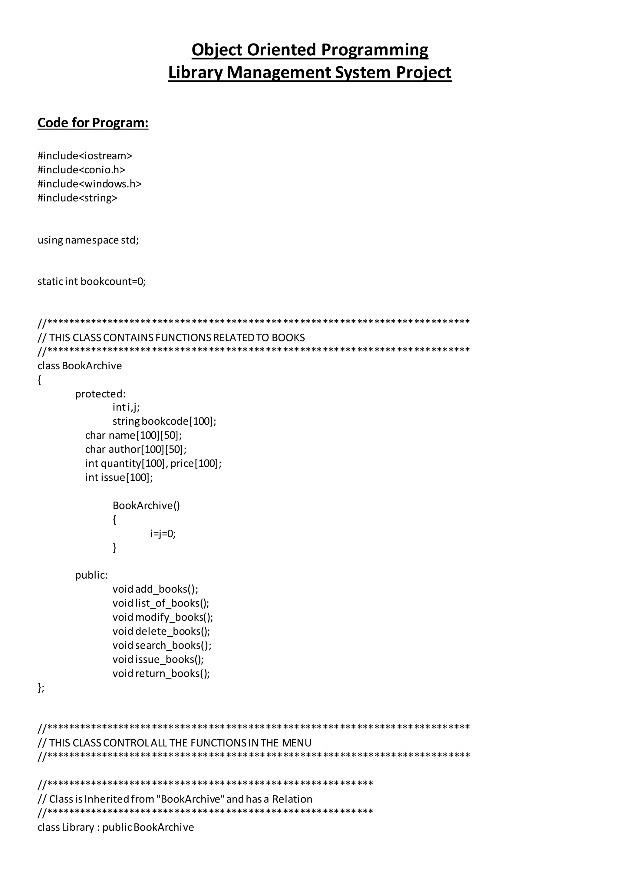 Library Managment System - C++ Program | DOCX