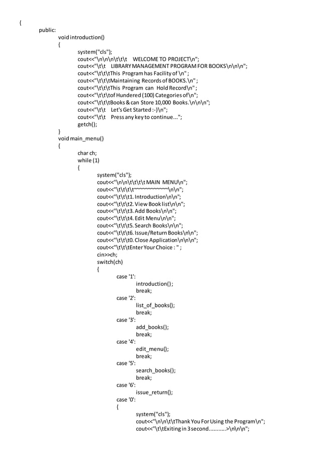 Library Managment System - C++ Program | PDF