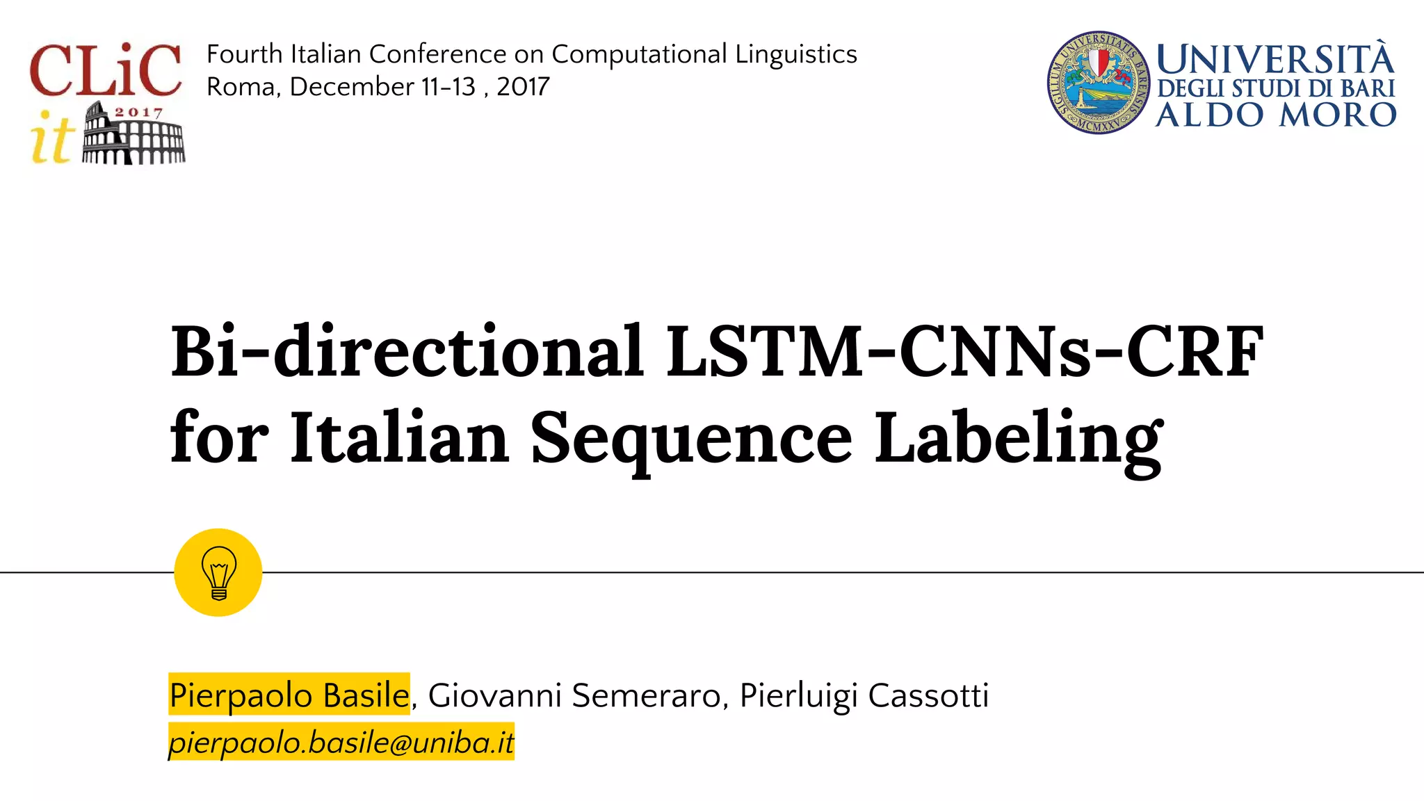 Bi Directional Lstm Cnns Crf For Italian Sequence Labeling Ppt
