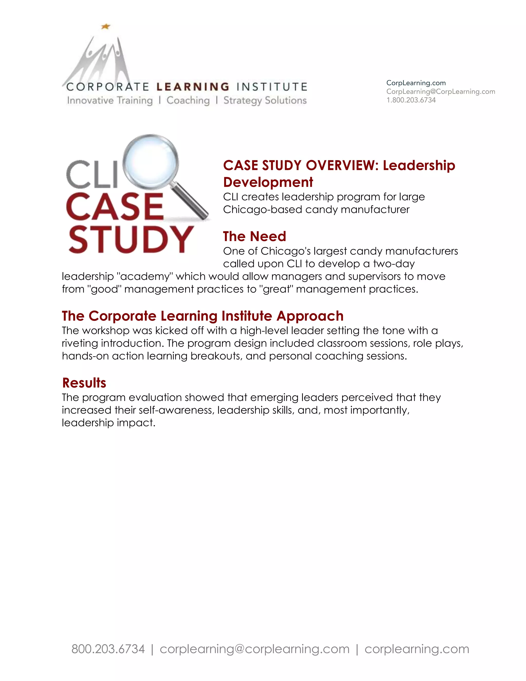 CLI Case Study Leadership Development | DOCX