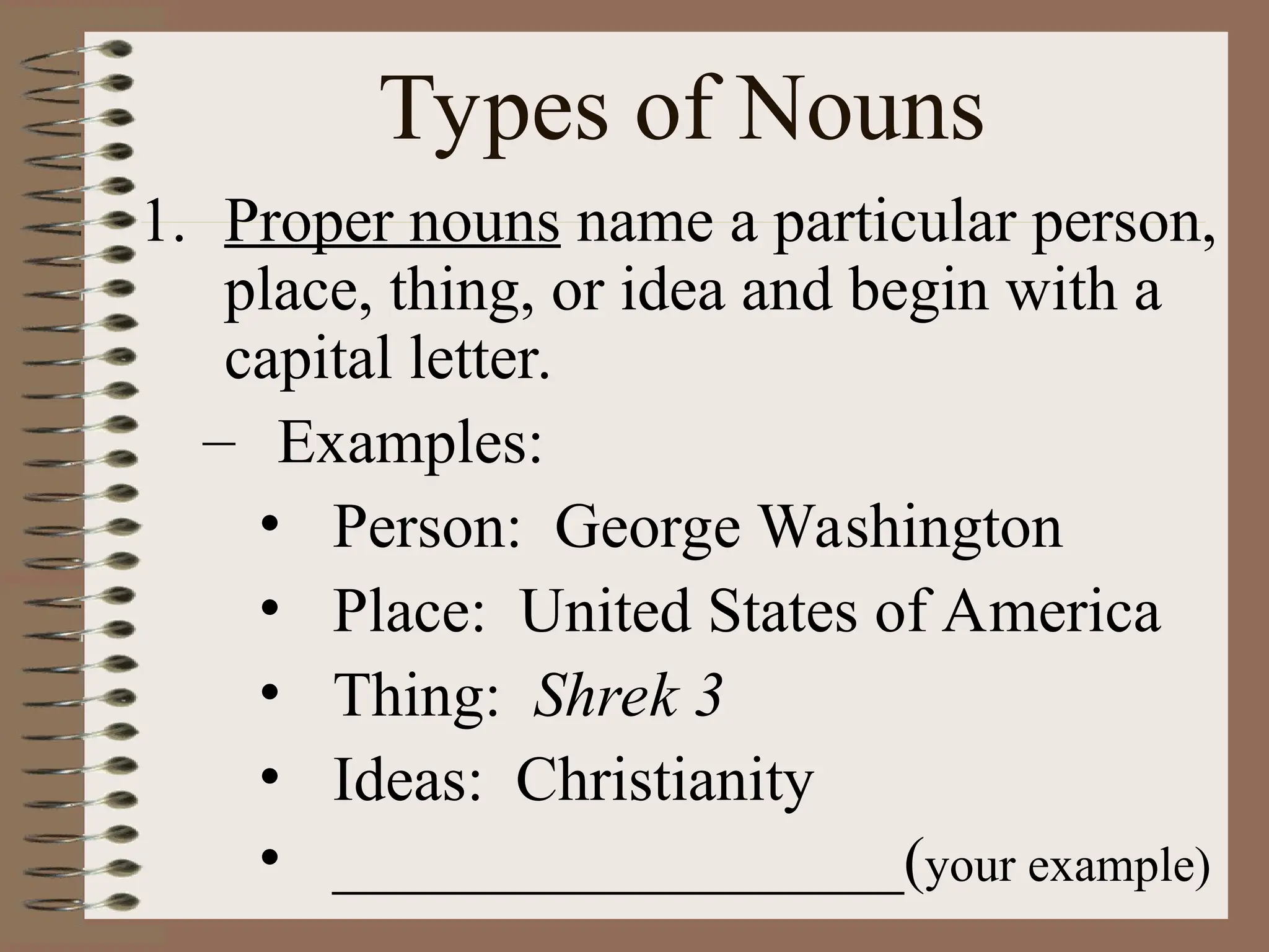 NOUNS and type of nouns proper nouns and common nouns | PPT