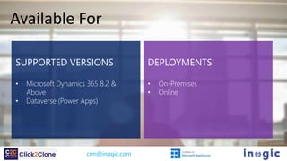 Click2Clone - Copy/Clone Dynamics 365 CRM Records | PPTX