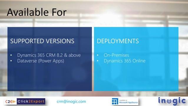 Click2Export - Export & Attach Dynamics 365 Reports | PPT