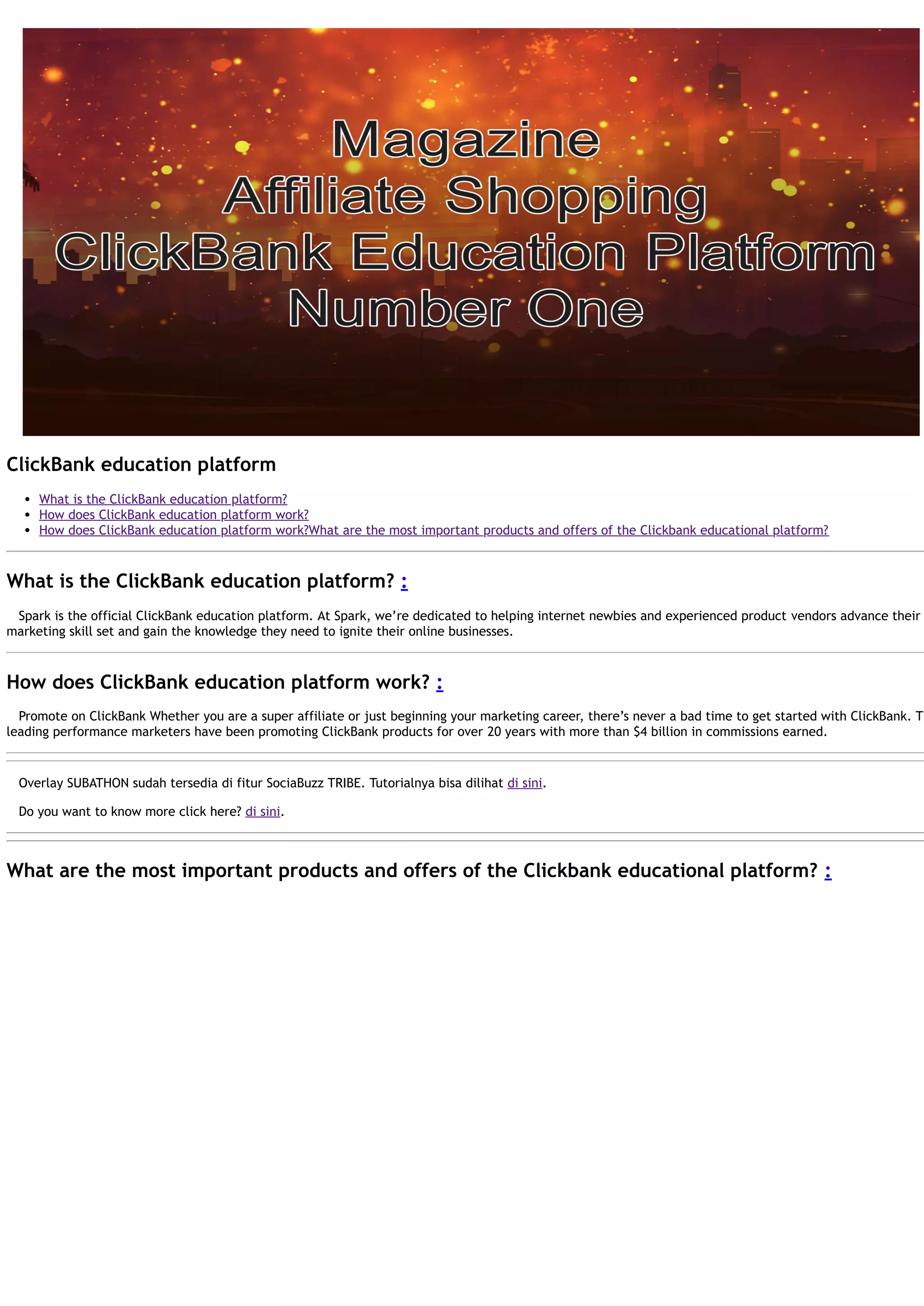 ClickBank Education Platform . Magazine | PDF