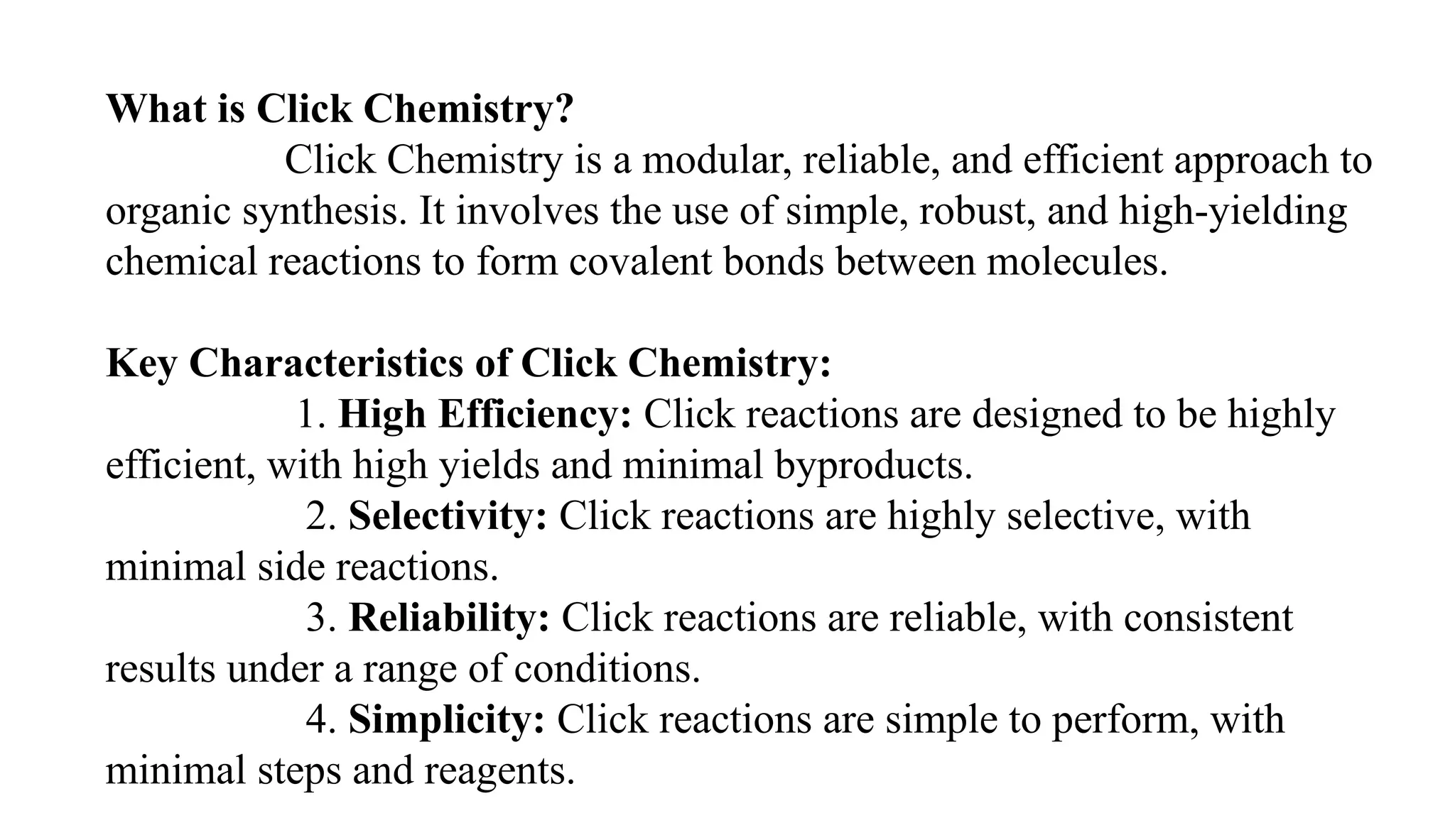 click chemistry basic concepts and applications | PPTX