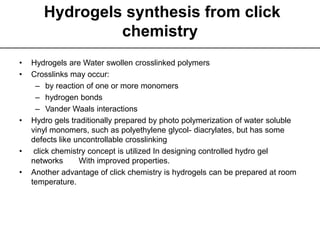 Click chemistry appliations in polymer science | PPTX