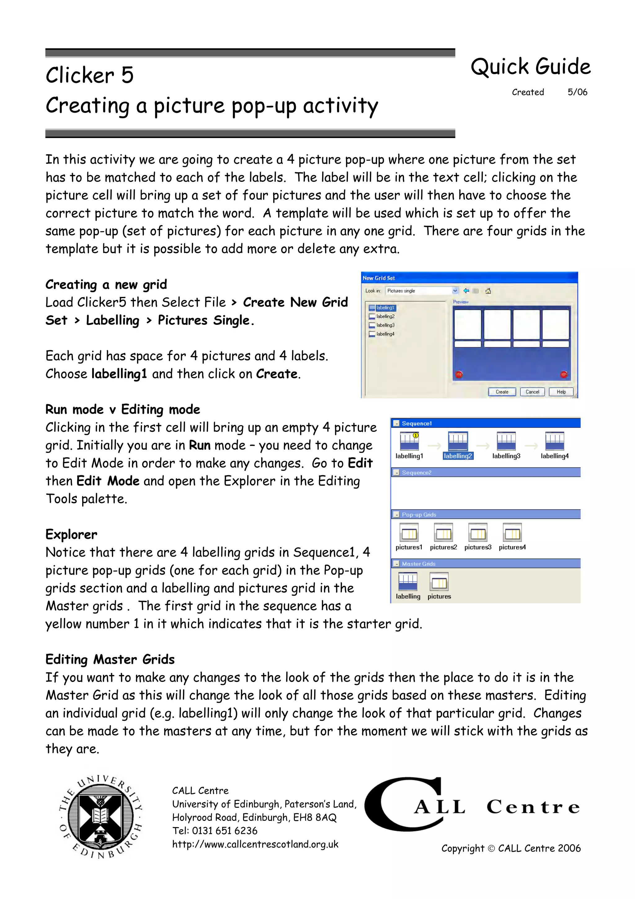Clicker 5: Creating picture pop-up activity. | PDF