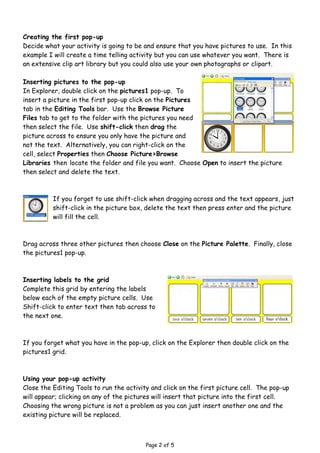 Clicker 5: Creating picture pop-up activity. | PDF