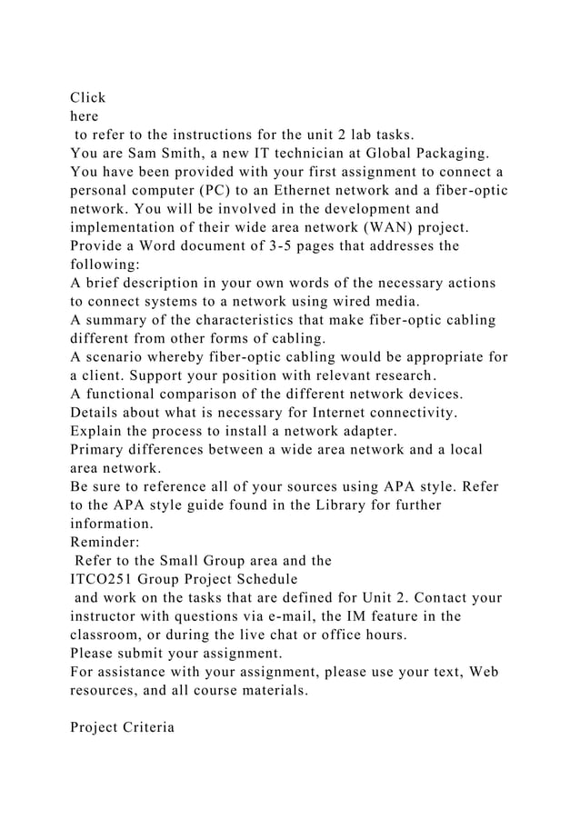 Click here to refer to the instructions for the unit 2 lab tasks.docx | Computer Networking ...