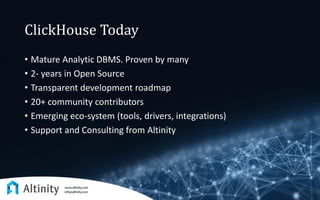 ClickHouse Analytical DBMS. Introduction and usage, by Alexander Zaitsev | PDF