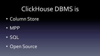 ClickHouse Analytical DBMS: Introduction and Case Studies, by Alexander Zaitsev | PDF