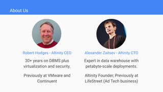ClickHouse Data Warehouse 101: The First Billion Rows, by Alexander Zaitsev and Robert Hodges ...