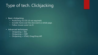 Clickjacking | PPTX | Web Design and HTML | Internet